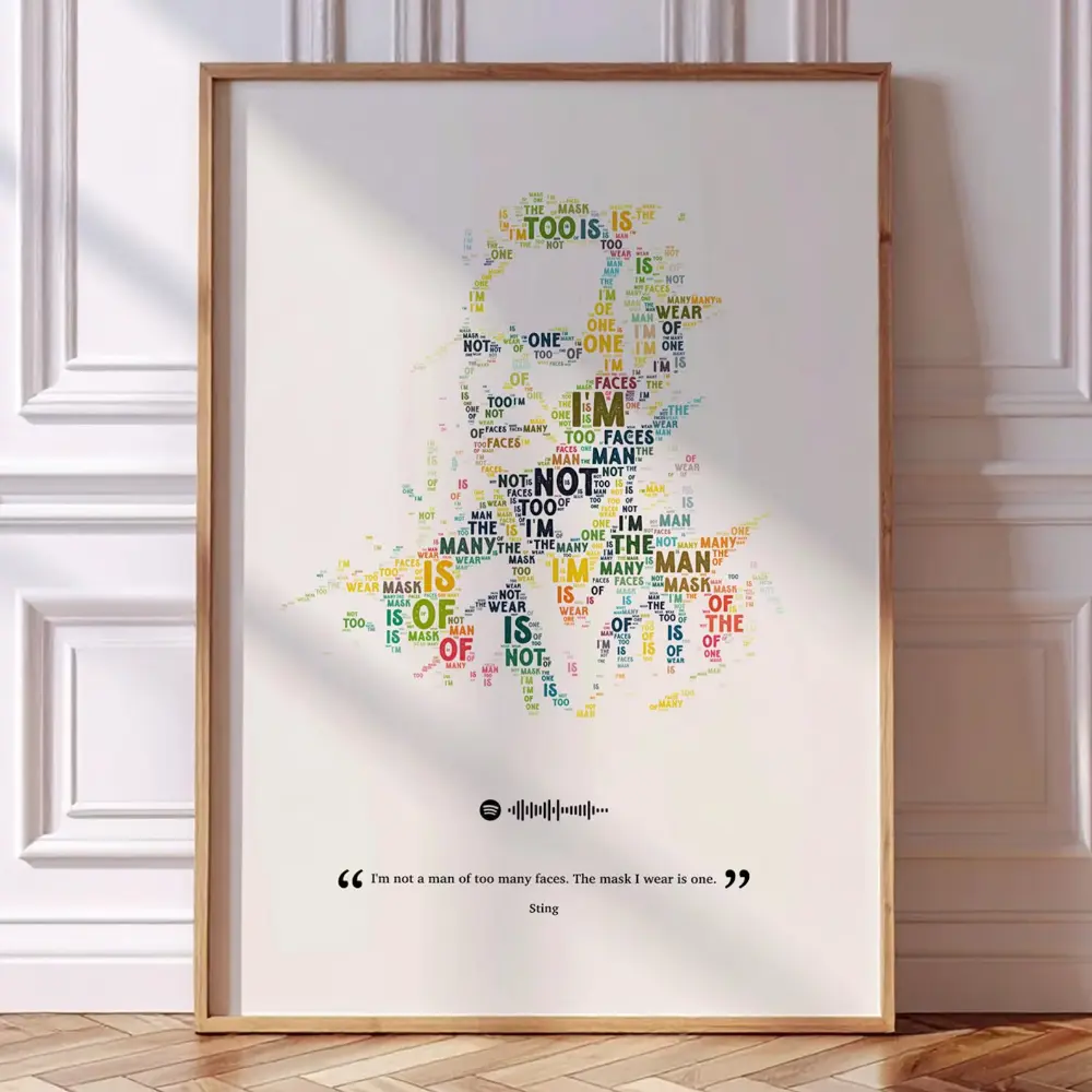 Custom Song Lyric Portrait Poster Maker - Turn a Photo Into Lyrics Art ...